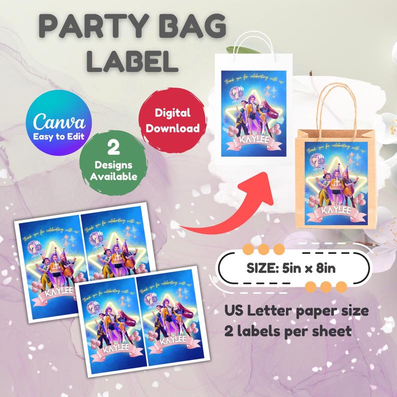 KPOP Demon Hunters EDITABLE Birthday Party Bundle Favors Juice Label ...
