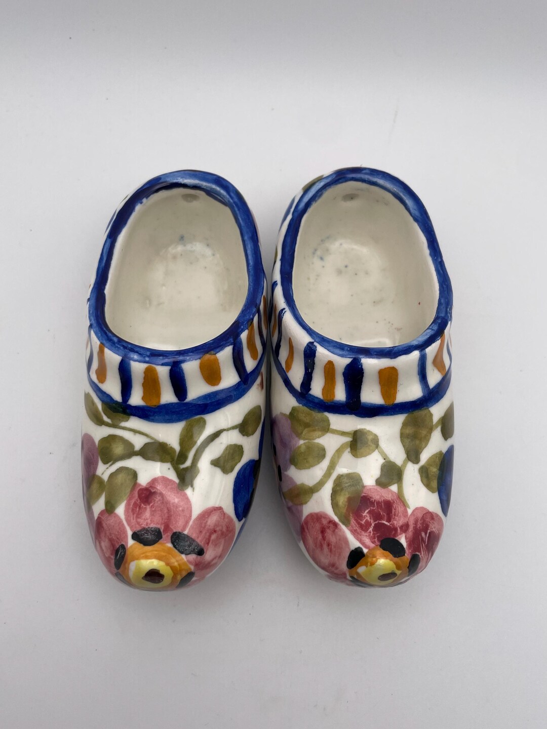 Vintage Artesà Hand-painted Ceramic Clogs | Dutch Floral Figurines - Etsy