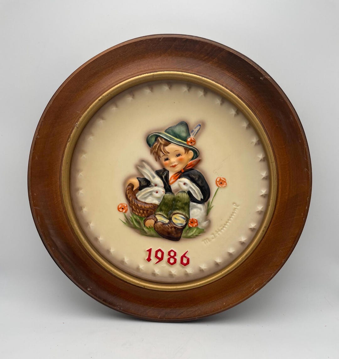 1986 Hummel Plate: Boy With Rabbits, Goebel West Germany, Framed - Etsy
