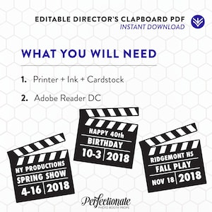 Editable Movie Director Clapboard Sign: Hollywood Party Prop (PDF ...
