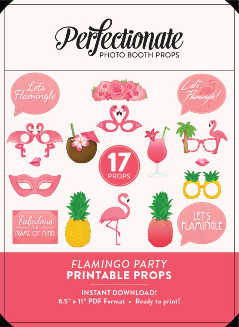 Printable Flamingo Party Props 17 Coral Pink Flamingo Props - Etsy