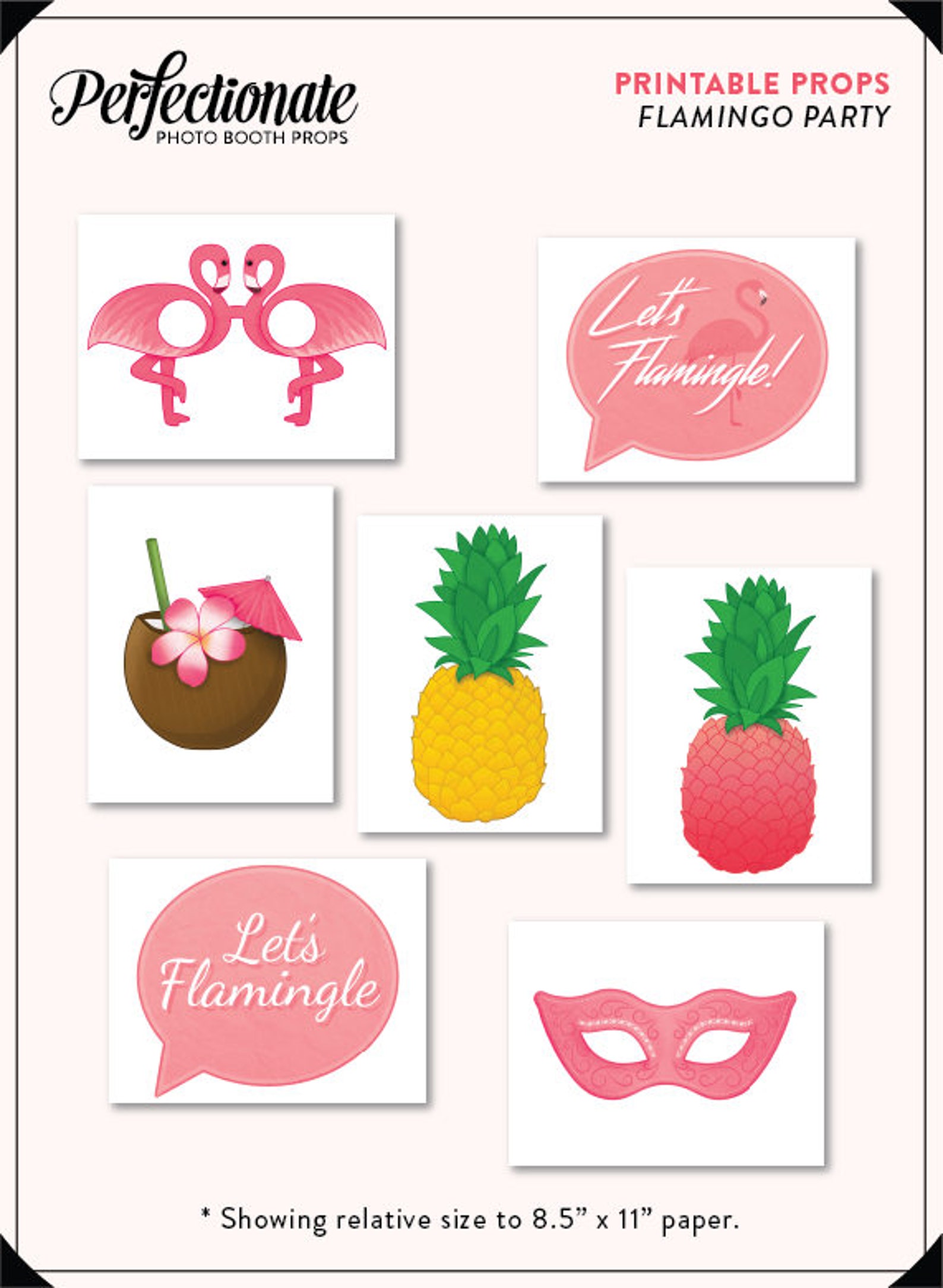 Printable Flamingo Party Props 17 Coral Pink Flamingo Props - Etsy