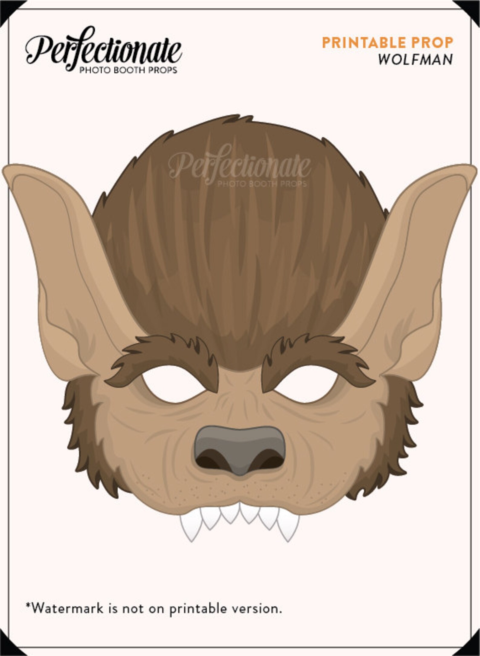 Wolf Mask Prop | Printable Wolfman Mask | Halloween Props | Instant ...