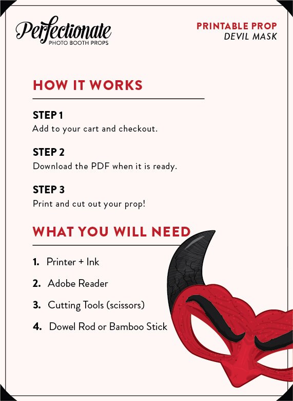 Devil Mask Printable Devil Mask Prop Halloween Props | Etsy Australia