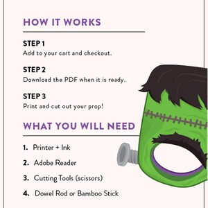 Printable Frankenstein Mask Prop Halloween Printable Prop Halloween ...