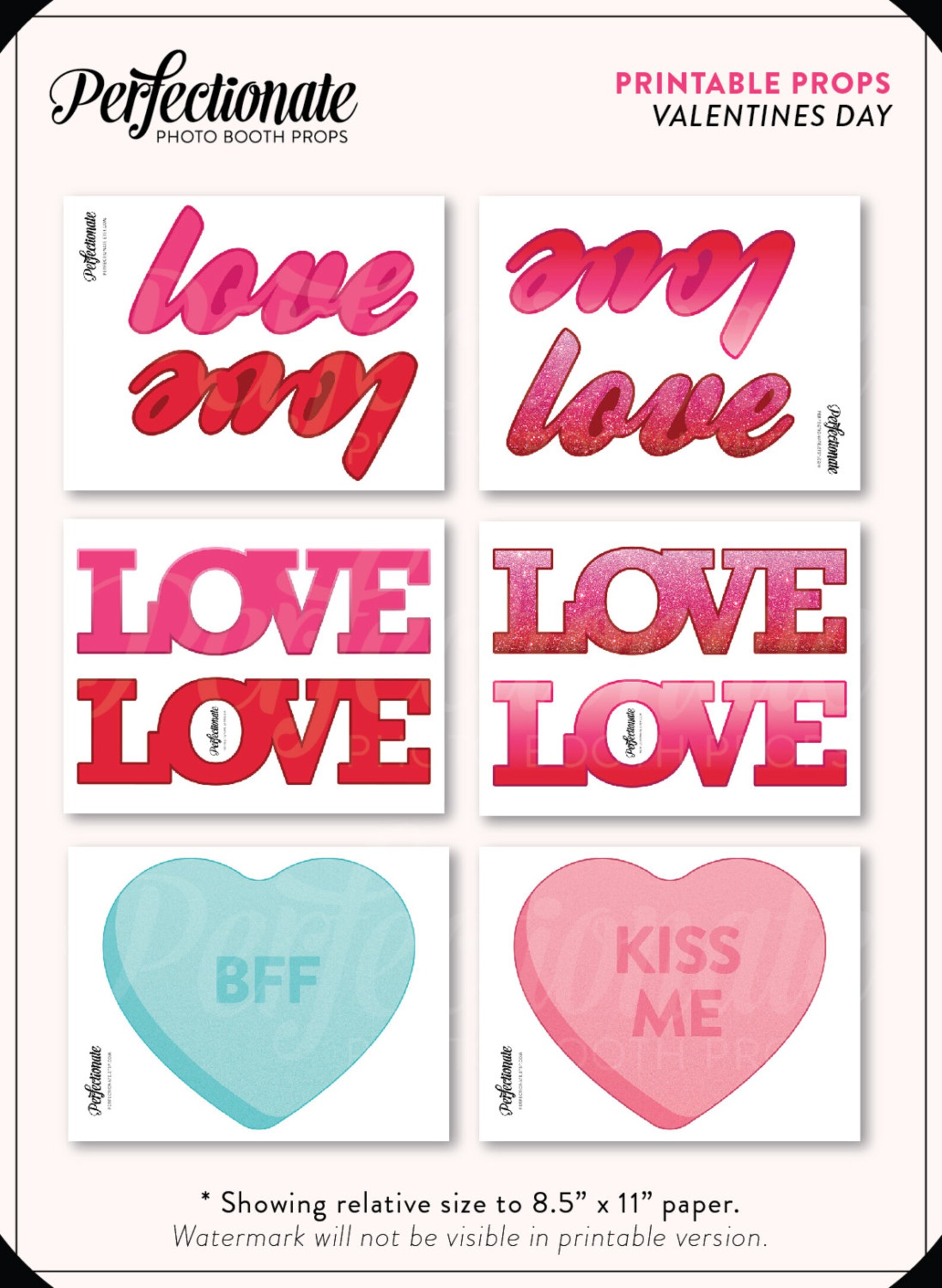 Kissing Booth Props Printable Photo Booth Props 50 Printable Love Props ...