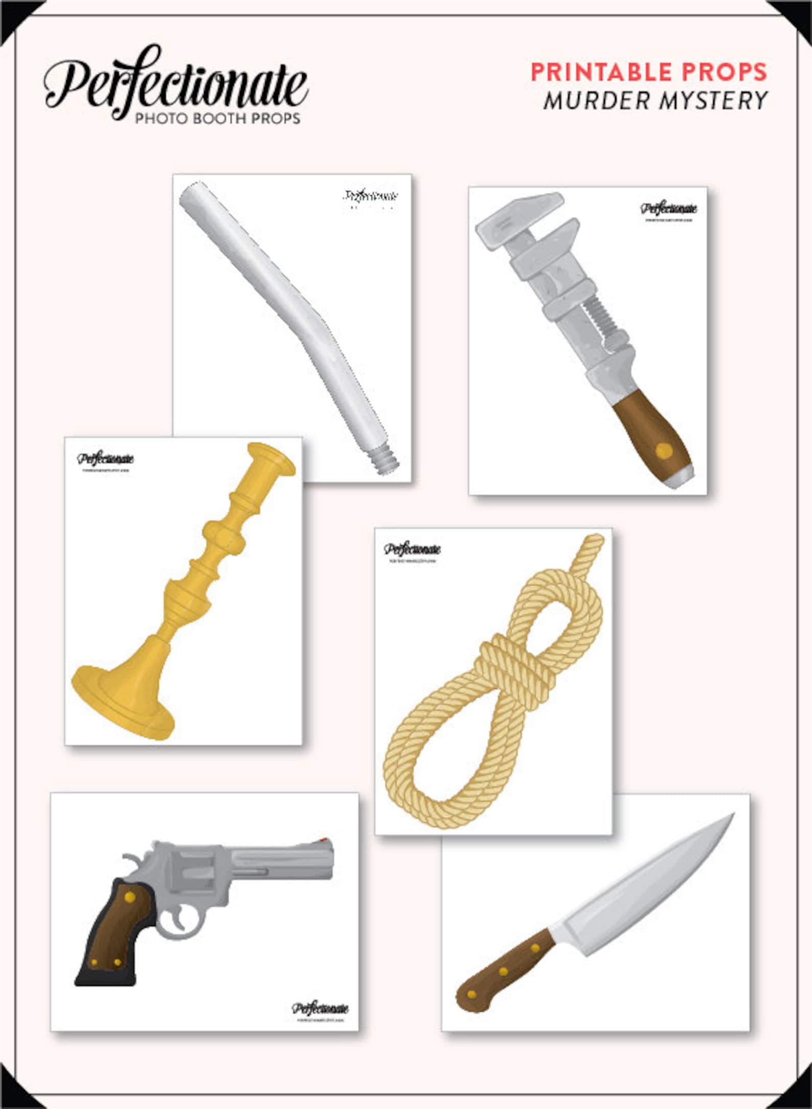 Murder Mystery Props | 26 Full Size Printable Props | Mugshot Sign ...