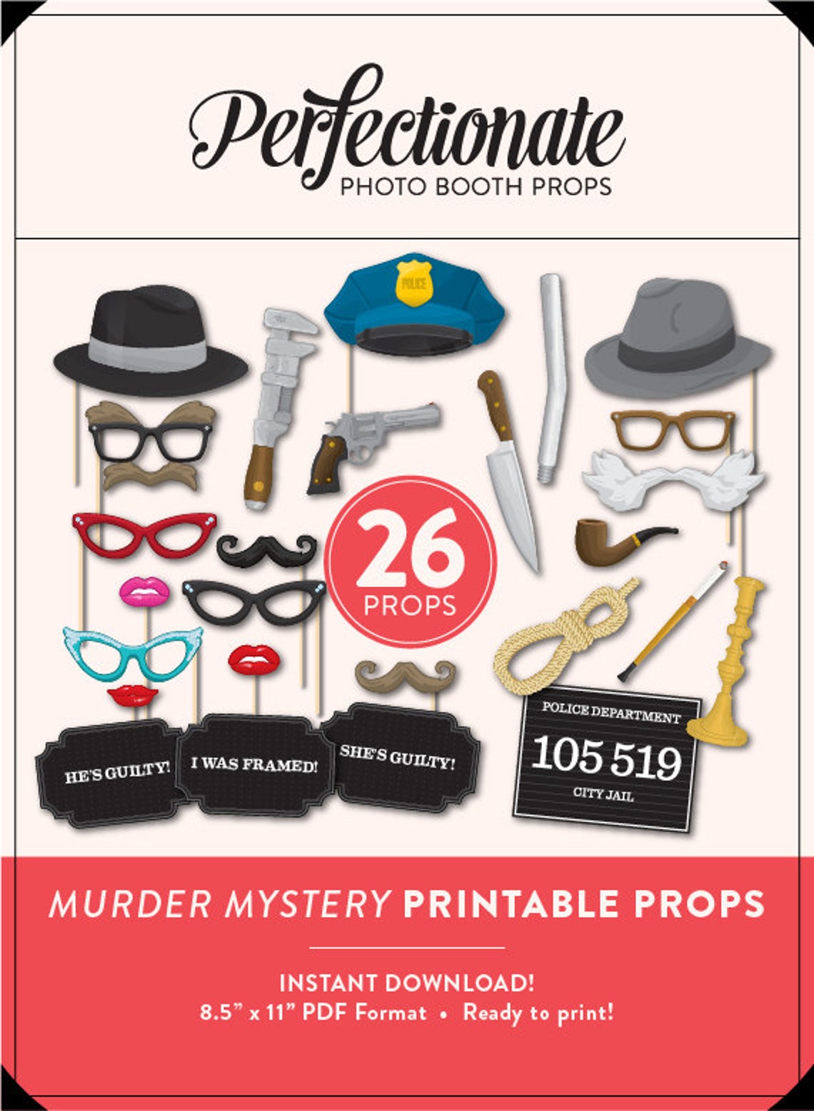Murder Mystery Props | 26 Full Size Printable Props | Mugshot Sign ...