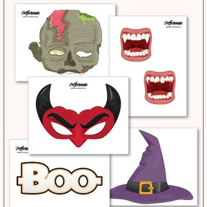 Printable Halloween Photo Booth Props: 23 Masks & Glasses (digital ...