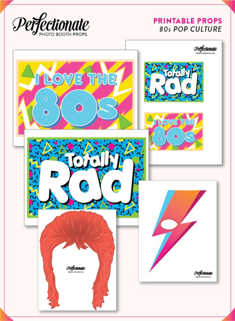 80s Photo Booth Props: Printable Party Decorations (digital Download ...