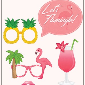 Printable Flamingo Party Props 17 Coral Pink Flamingo Props DIY Props ...