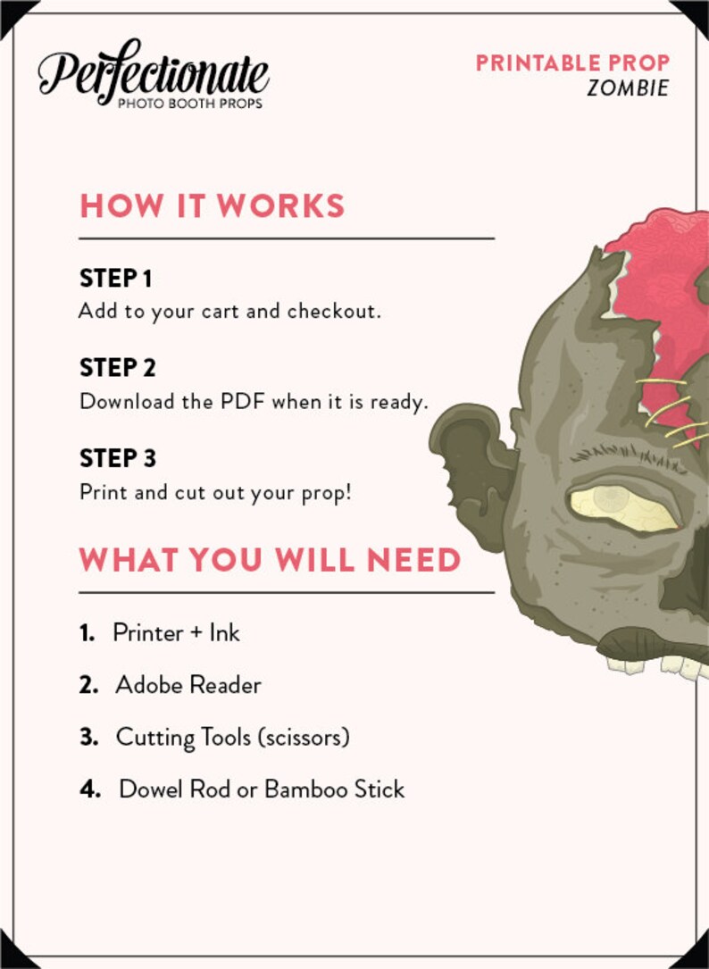 Printable Zombie Mask: Halloween Photo Booth Prop (PDF Download) - Etsy