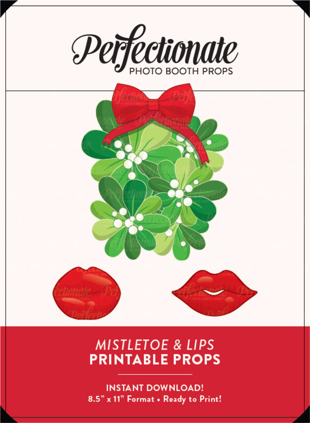 Christmas Photo Booth Props: Mistletoe and Lips (printable PDF) - Etsy
