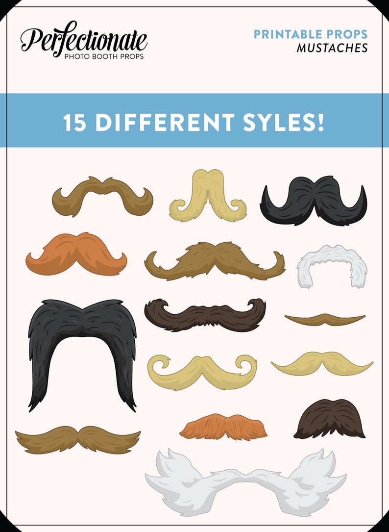 Printable Mustache Photo Booth Props 90 Instant Download - Etsy