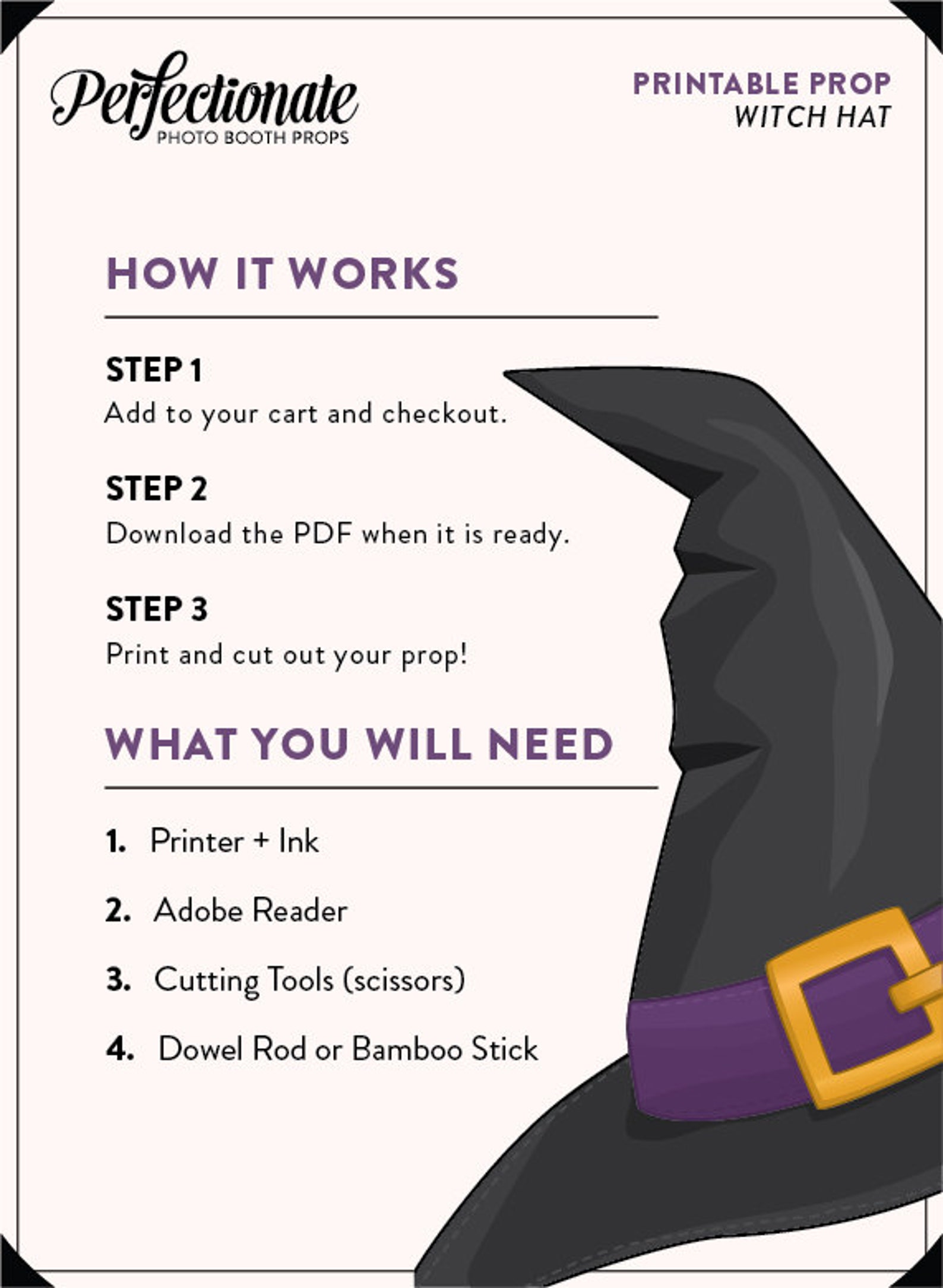 Printable Witch Hat Prop Halloween Printable Prop DIY - Etsy