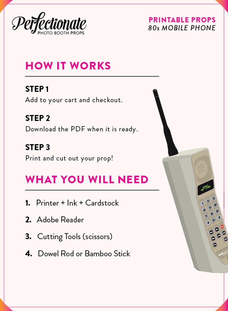 Printable 80s Mobile Phone 2D Photo Booth Prop Printable 80s - Etsy