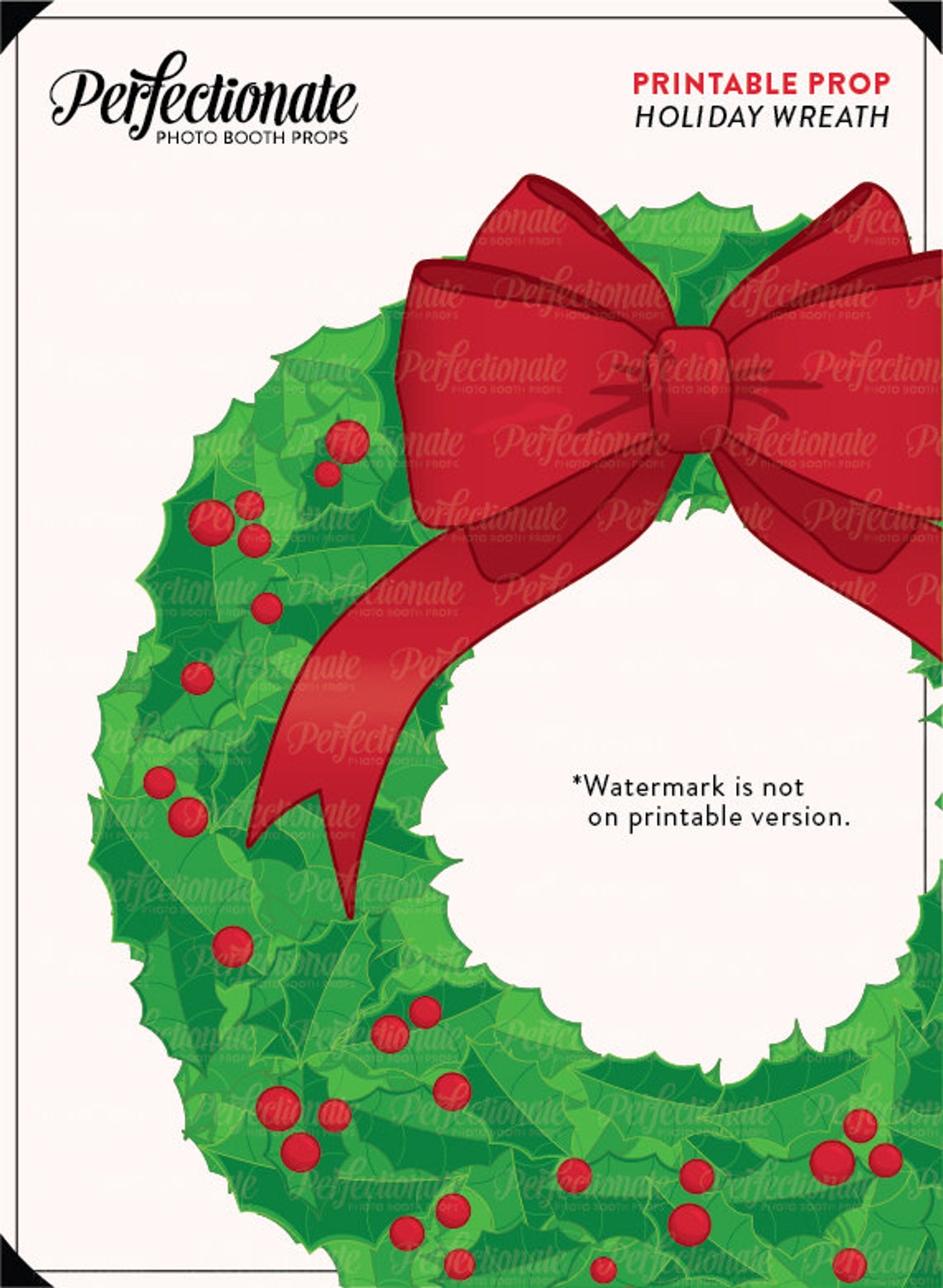 Printable Wreath Christmas Wreath Printable Instant | Etsy