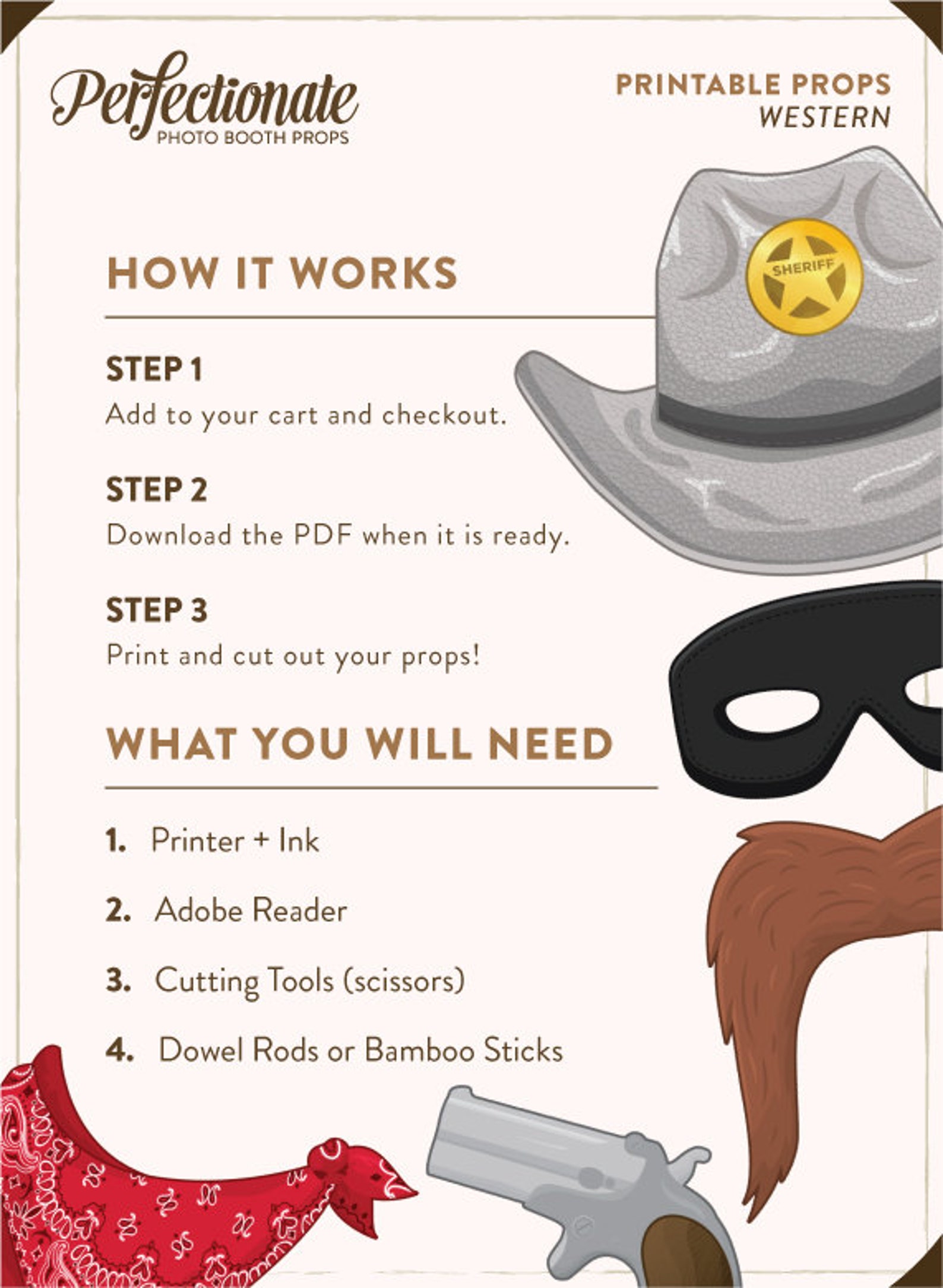 DIY Western Photo Booth Props 32 Printable Cowboy Props | Etsy