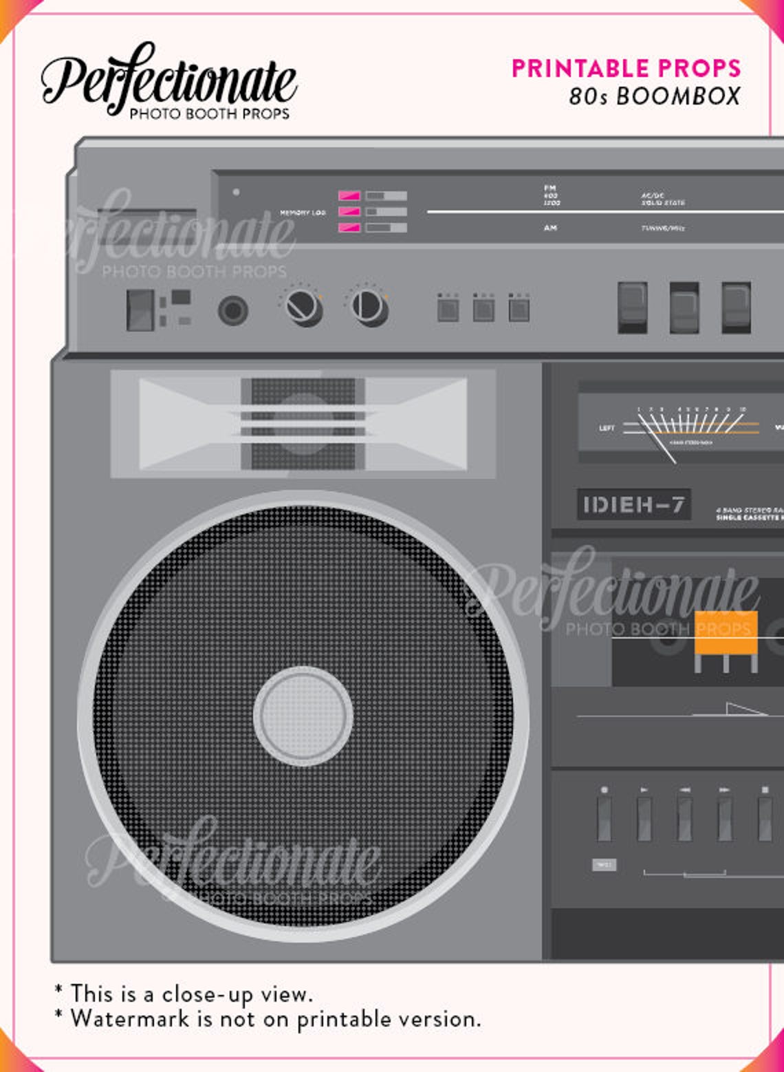 Printable 80s Boombox 2D Photo Booth Prop Instant Download - Etsy