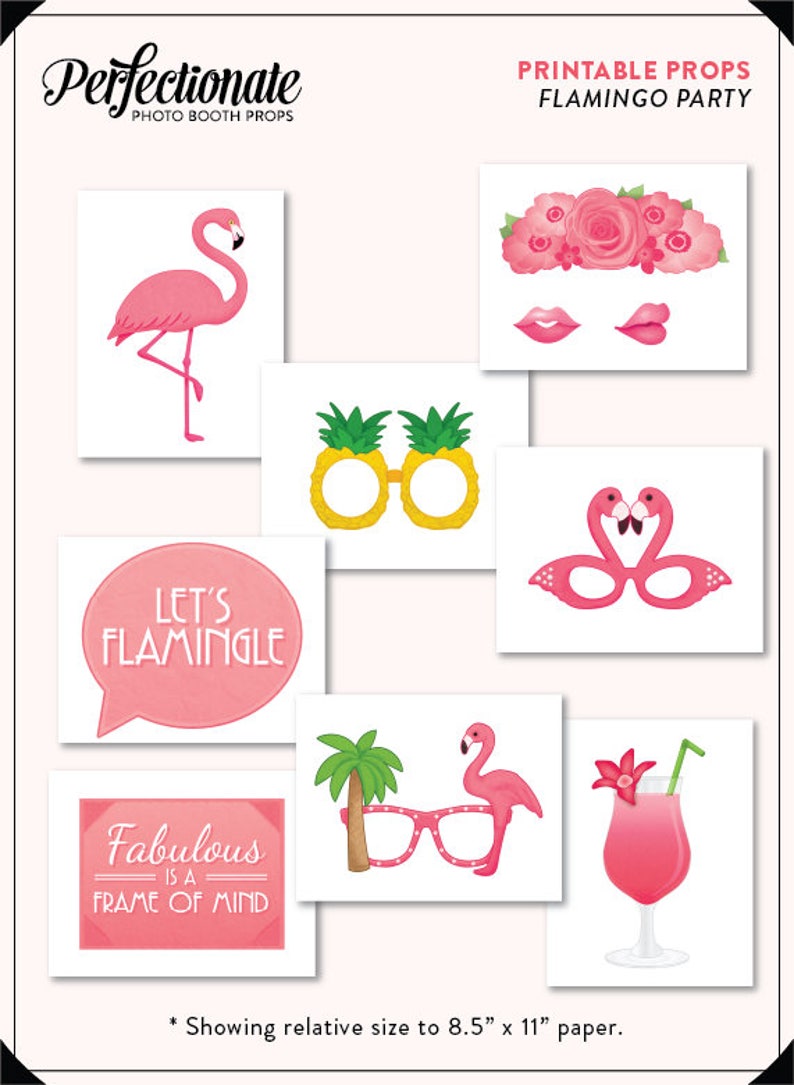 Printable Flamingo Party Props 17 Coral Pink Flamingo Props - Etsy