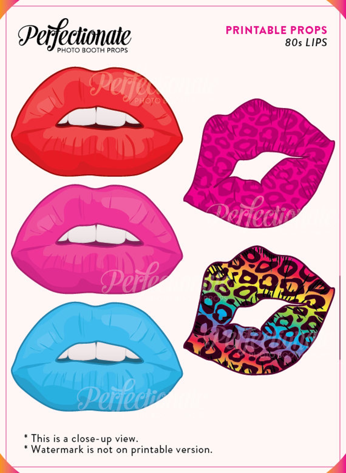 Printable 80s Lips Photo Booth Props (instant Download) - Etsy