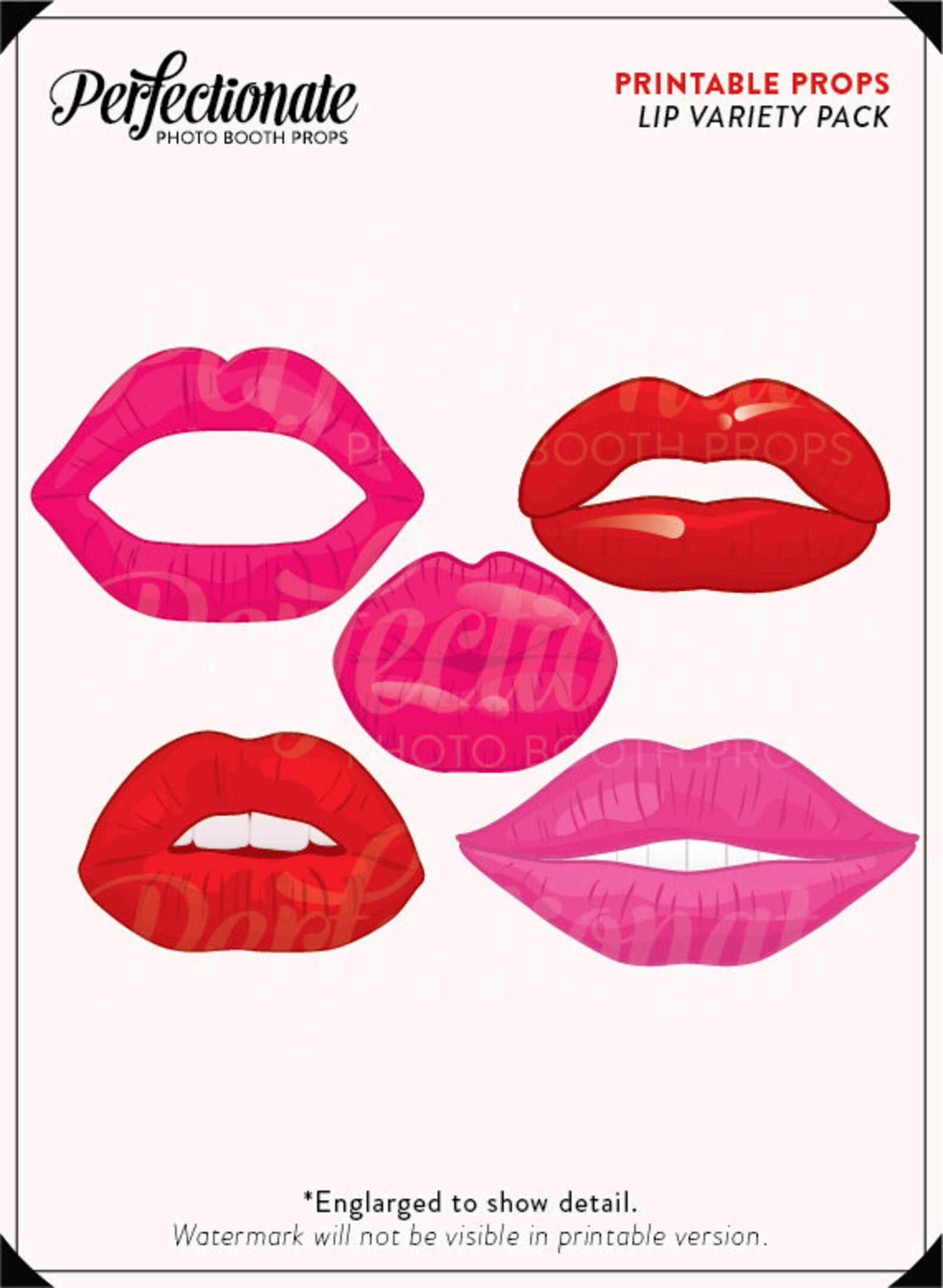 Printable Lips Photo Booth Props 28 Printable Lips Props | Etsy