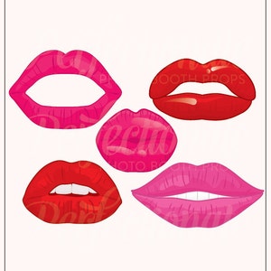Printable Lips Photo Booth Props: 28 Clipart Designs (instant Download ...