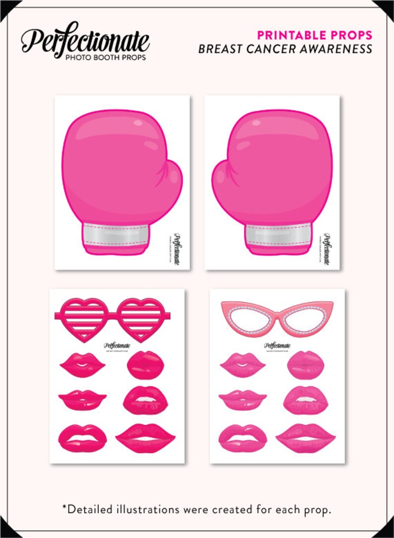 Breast Cancer Awareness Photo Booth Props: 33 Printables (digital ...