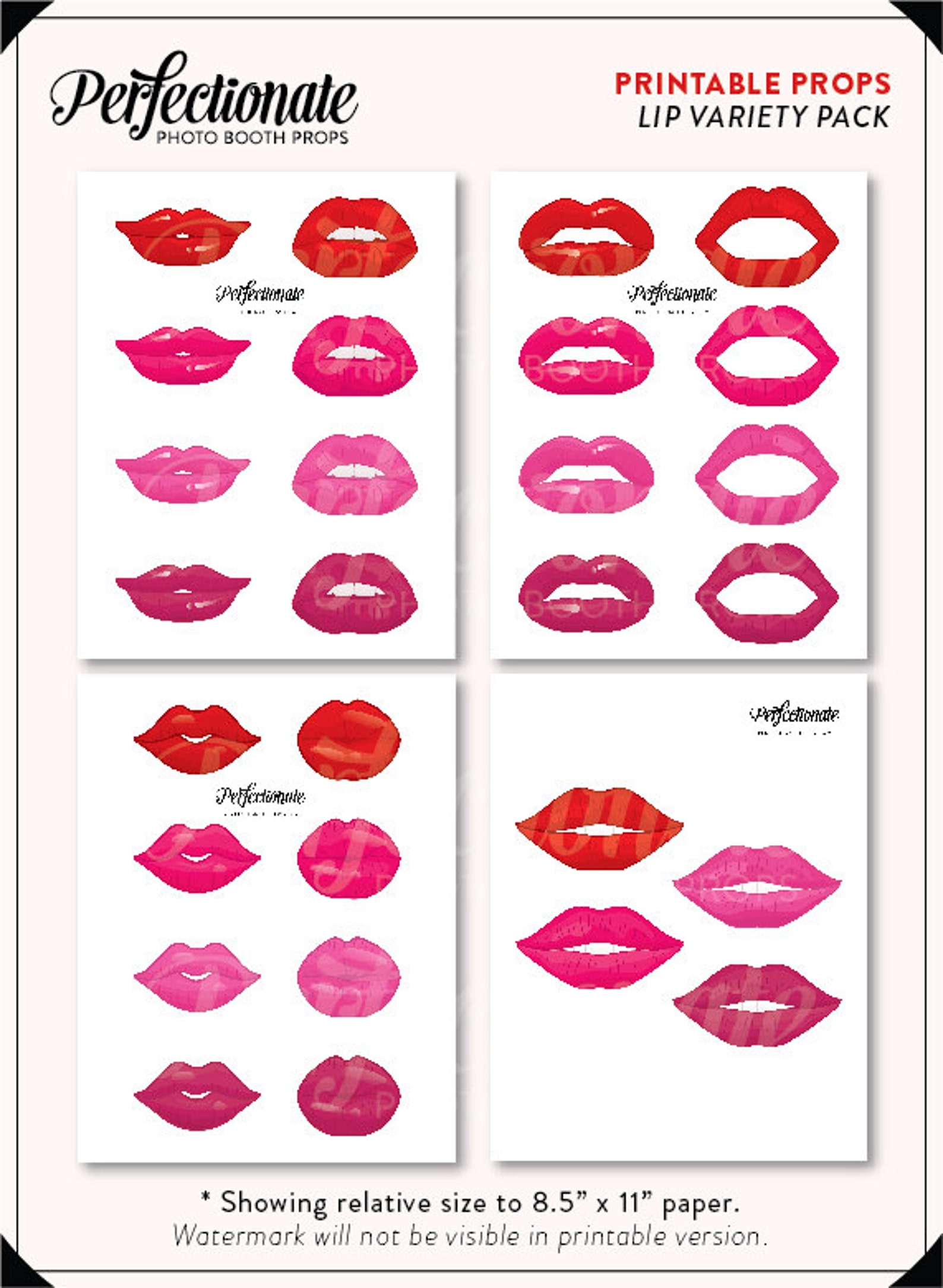 Printable Lips Photo Booth Props 28 Printable Lips Props | Etsy