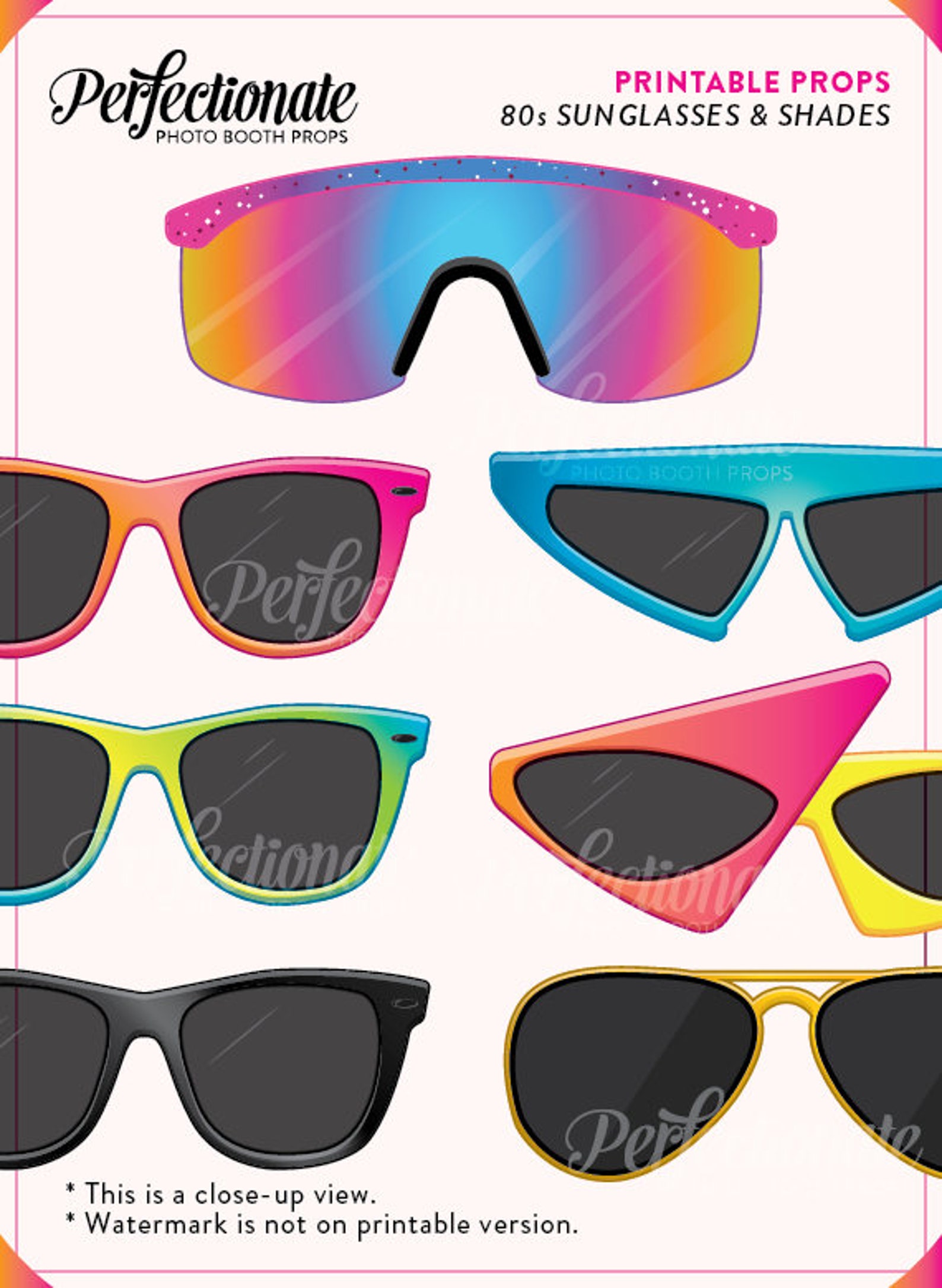 Printable 80s Sunglasses Photo Booth Props (PDF) - Etsy