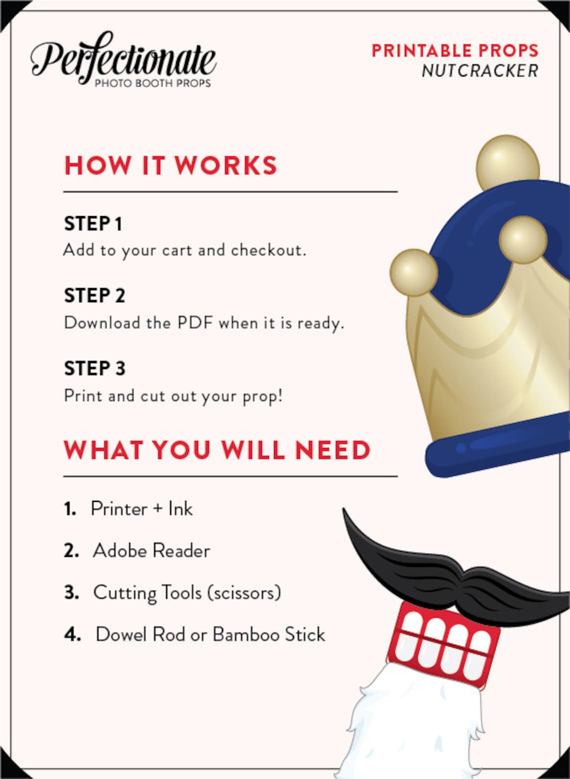 Nutcracker Hat Printable Props Christmas Printable Instant | Etsy