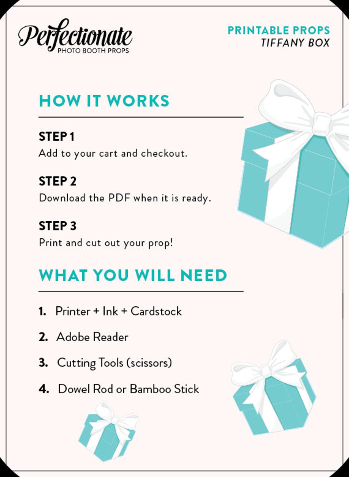 Printable Turquoise Box Photo Booth Prop Breakfast at Props - Etsy