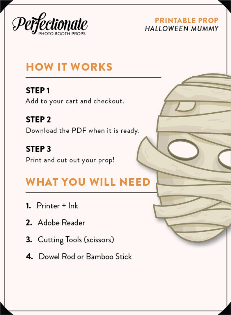 Mummy Mask Printable Halloween Mummy Printable Prop Mummy - Etsy
