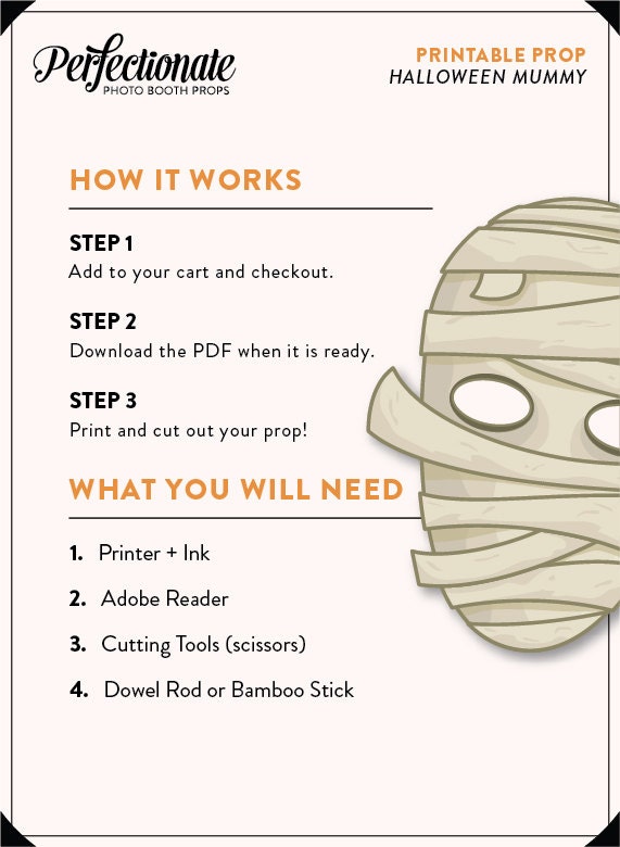 Mummy Mask Printable Halloween Mummy Printable Prop Mummy - Etsy