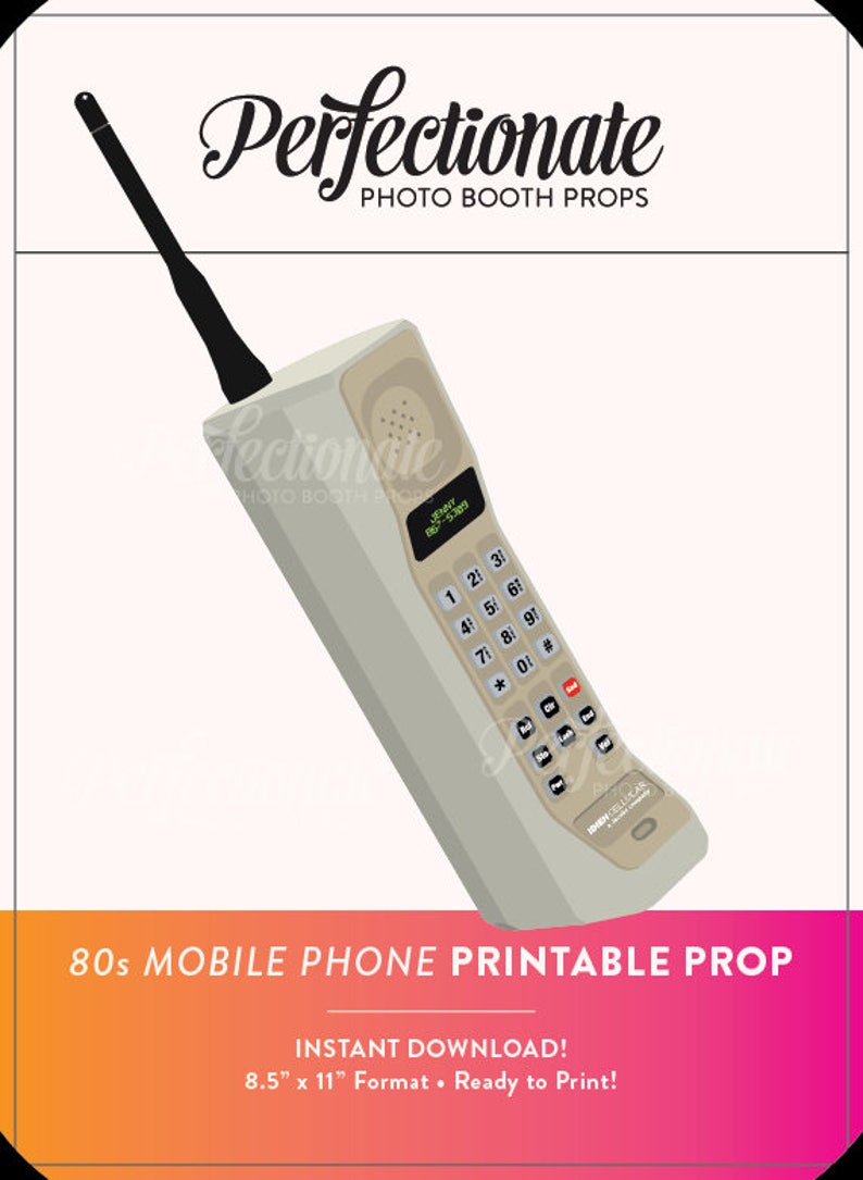 Printable 80s Mobile Phone Photo Booth Prop (digital Download) - Etsy