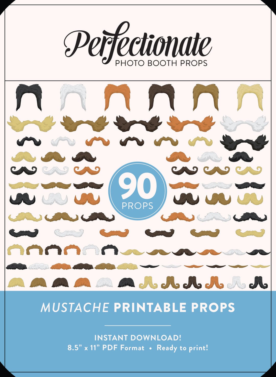 Printable Mustache Photo Booth Props: 90 Designs (instant Download) - Etsy