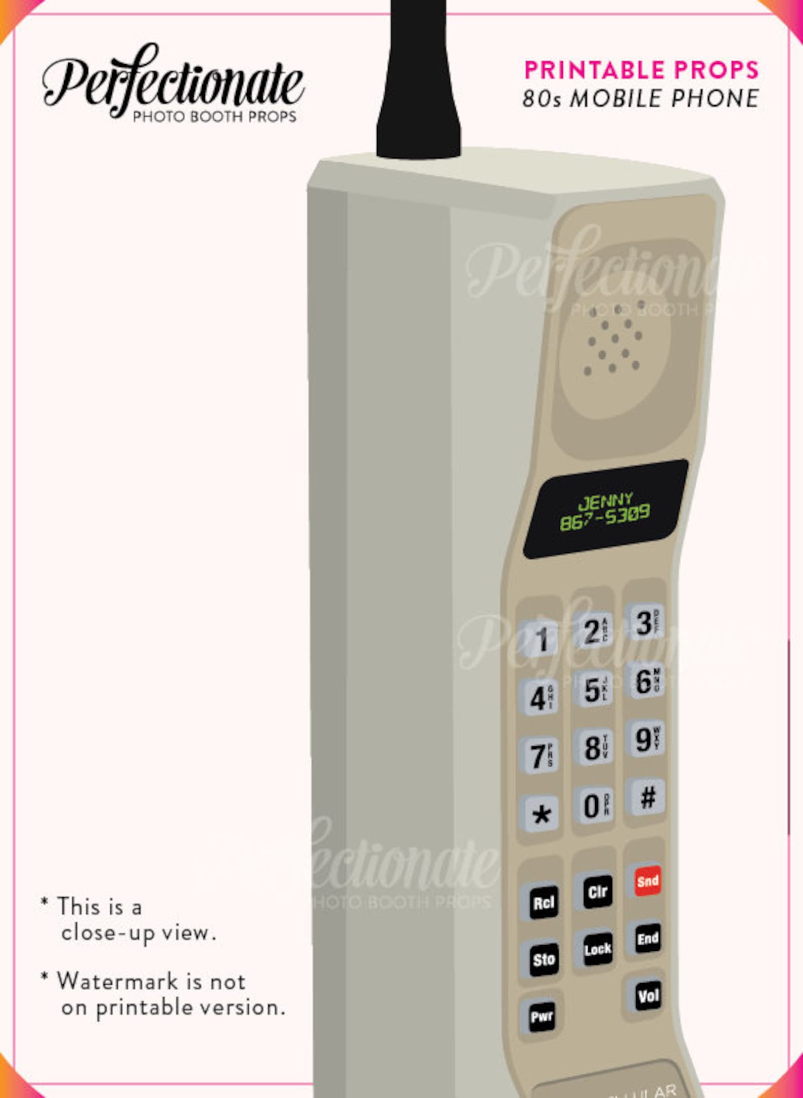 Printable 80s Mobile Phone Photo Booth Prop (digital Download) - Etsy