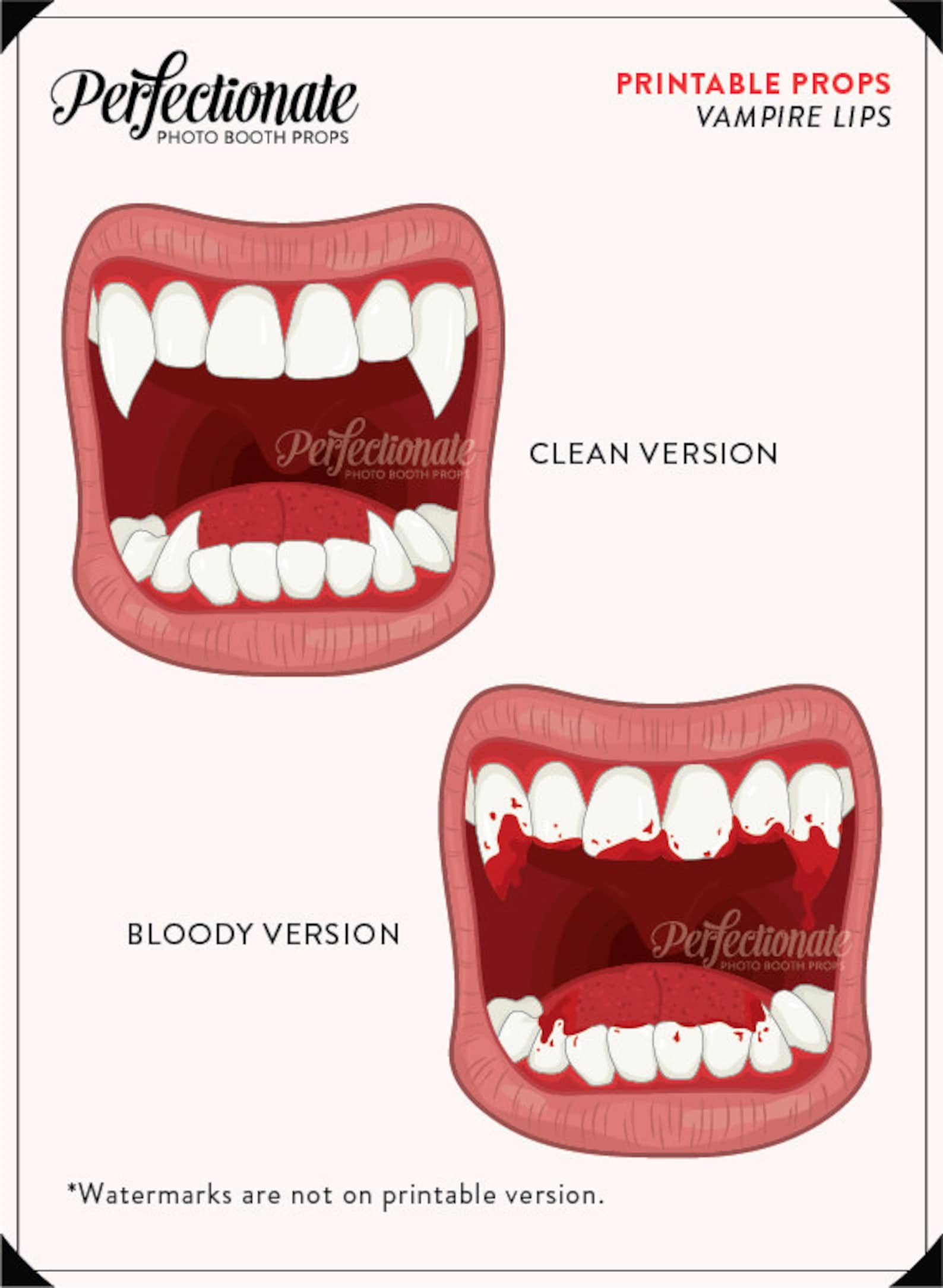 Vampire Fangs Props 8 Full Size Printable Props DIY | Etsy UK