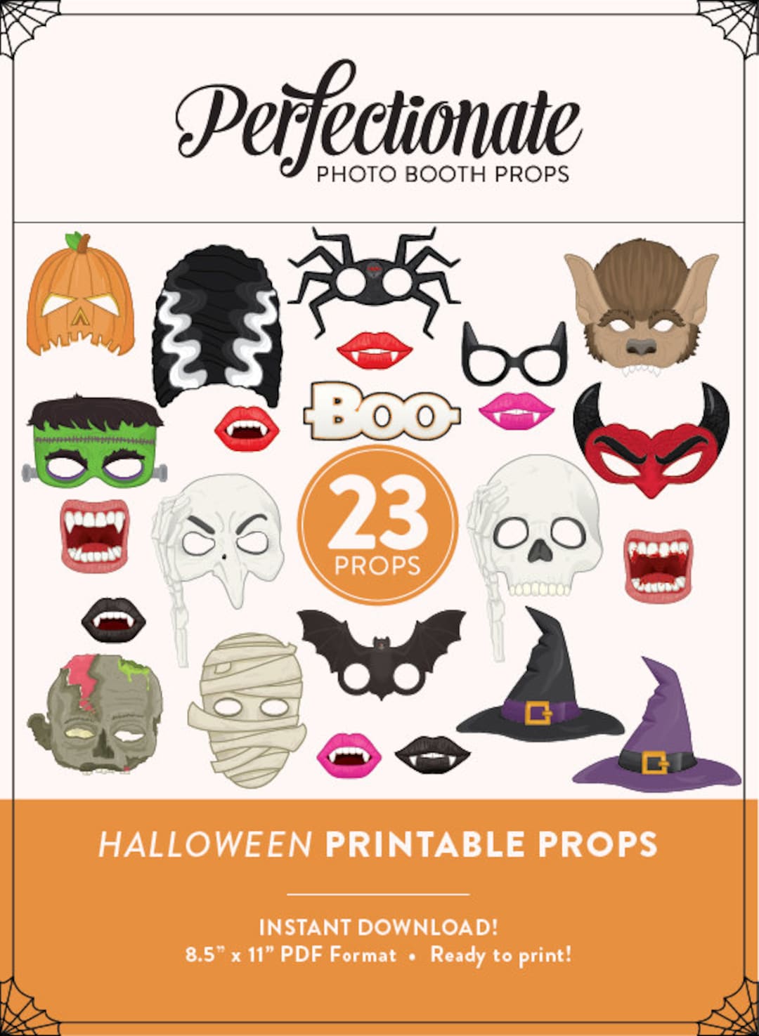 Printable Halloween Photo Booth Props: 23 Masks & Glasses (digital ...