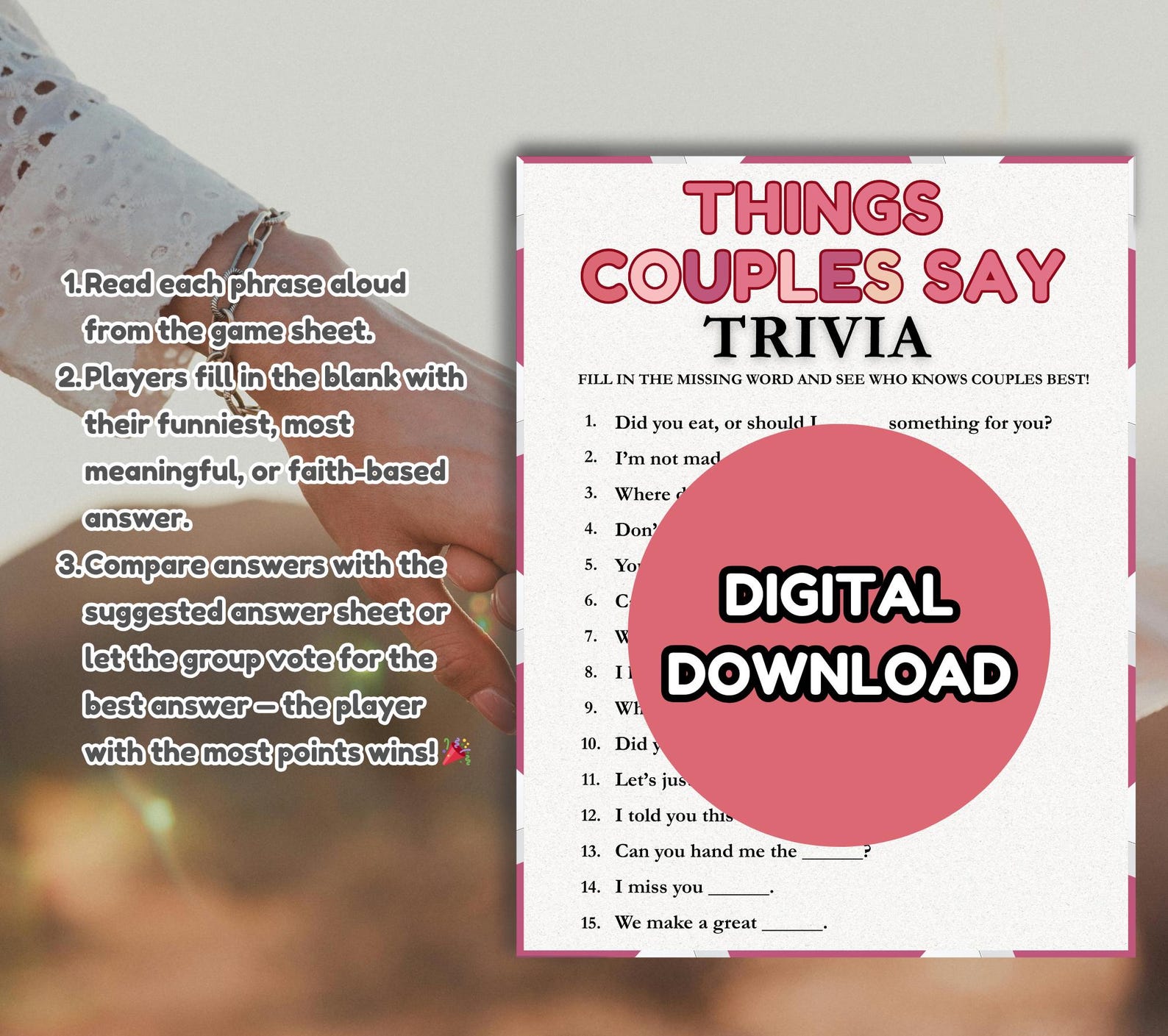 Things Couples Say Game, Fun Printable Couple Trivia Quiz, Anniversary ...