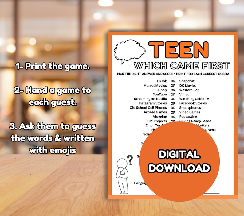 Which Came First Teen Trivia Game, Printable Trivia Game for Teens ...