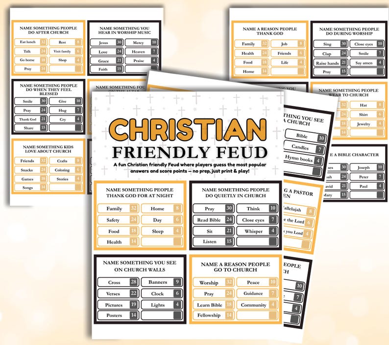 Christian Friendly Feud Game, Fun Christian Trivia for Kids and Adults ...