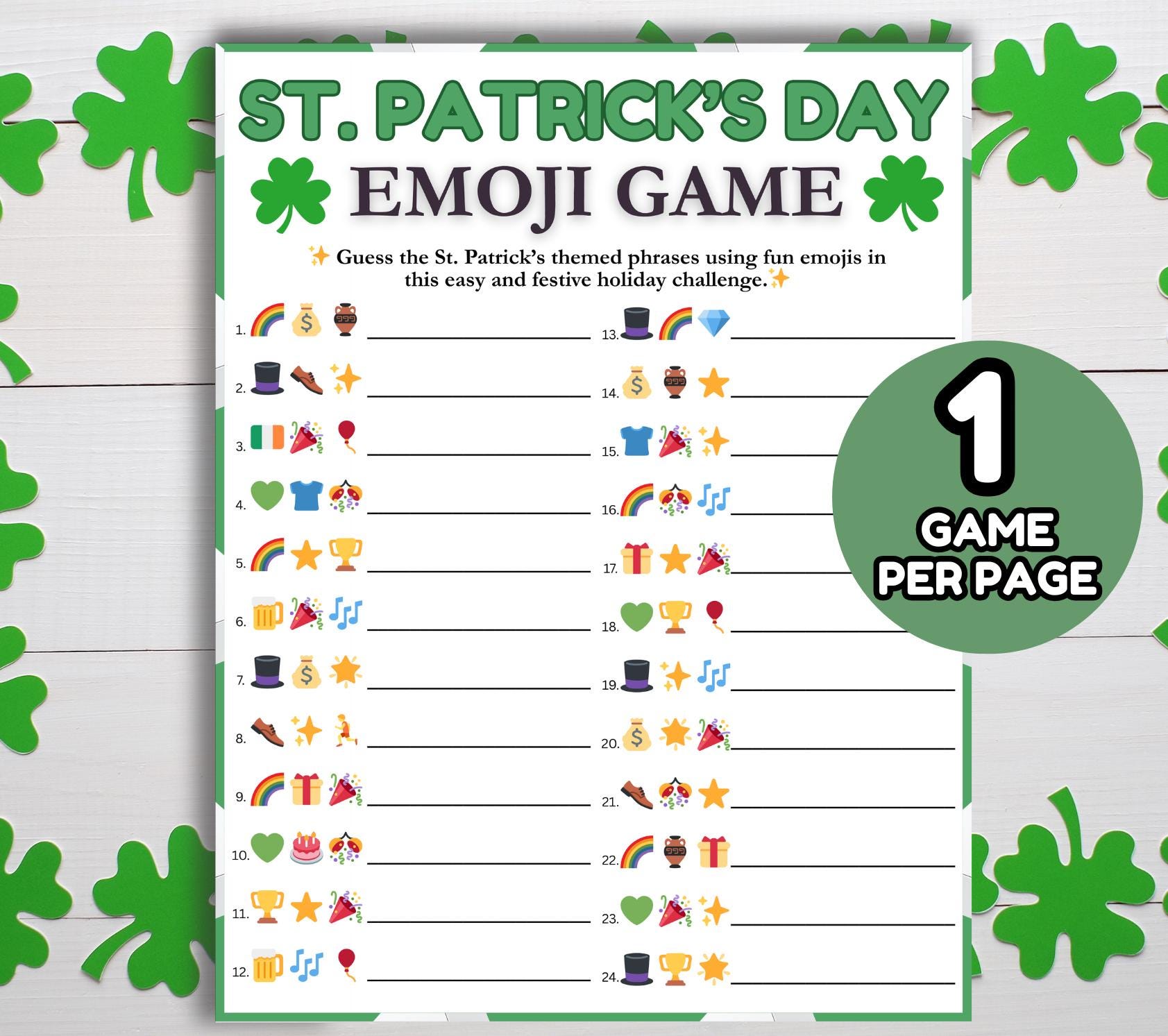St Patricks Day Emoji Pictionary Game, St Patricks Day Games, St ...