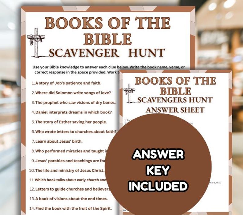 Books of the Bible Scavenger Hunt Bible Game Sunday School Bible Study ...