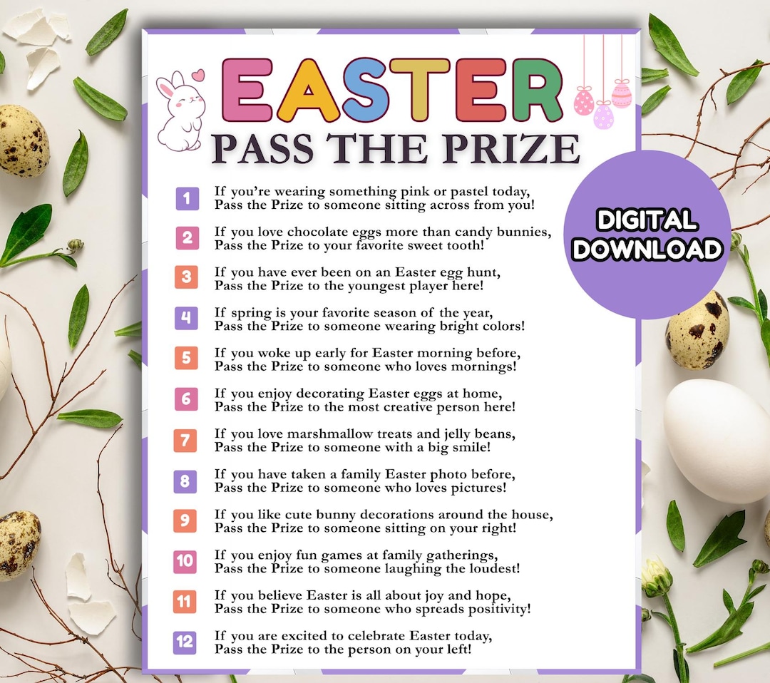 Easter Pass the Prize Game, Easter Pass the Present Game, Easter Pass ...