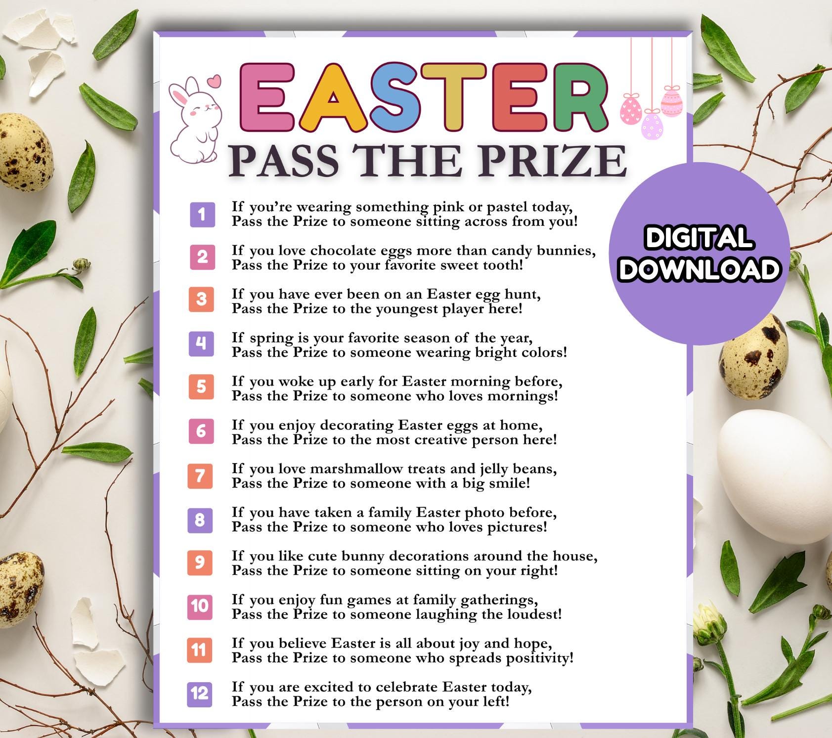 Easter Pass the Prize Game, Easter Pass the Present Game, Easter Pass ...