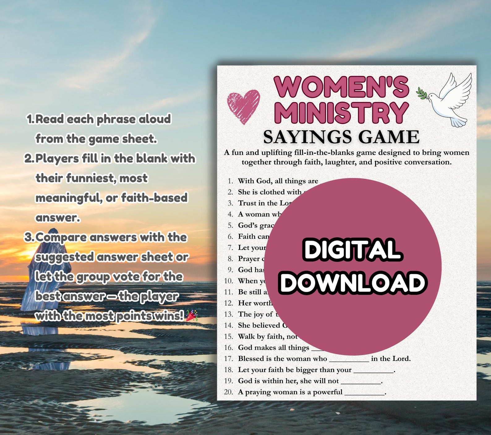 Women’s Ministry Sayings Game, Fun Christian Trivia for Womens ...