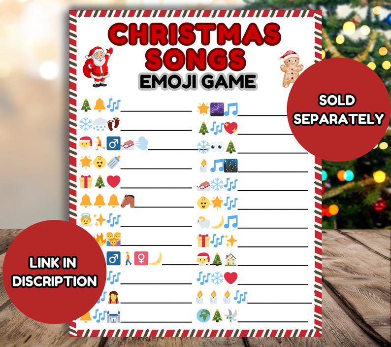 Christmas Emoji Game Printable, Quiz Printable Pictionary Emoji Game ...