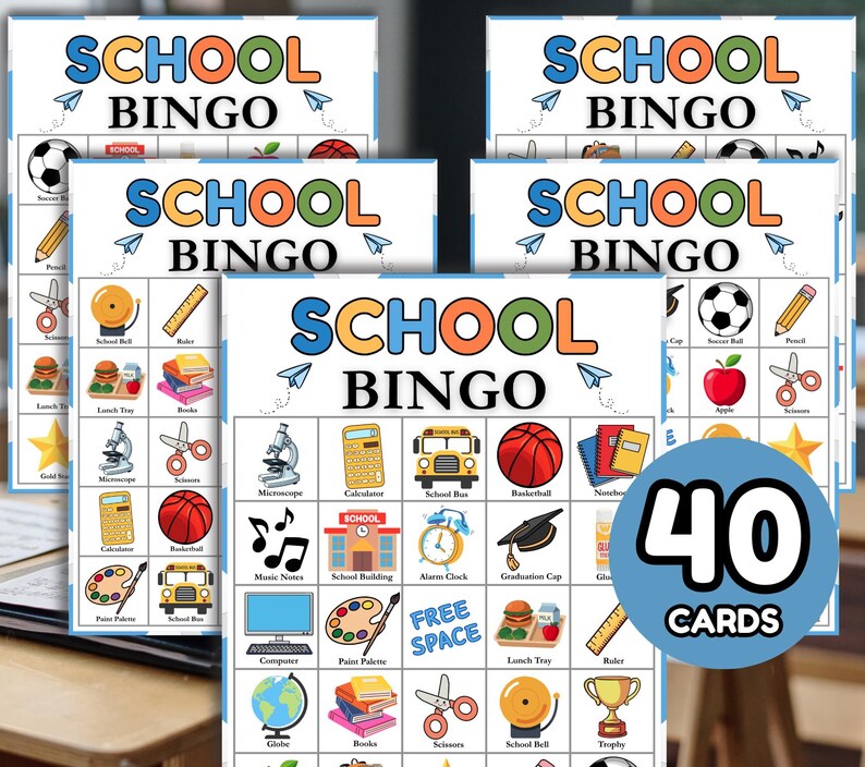 Printable School Bingo Game, Kids Classroom End of Year Activity Pack ...