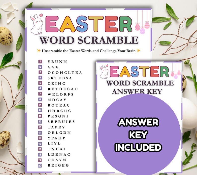 Easter Word Scramble Game, Printable Easter Game, Fun Activity Word ...